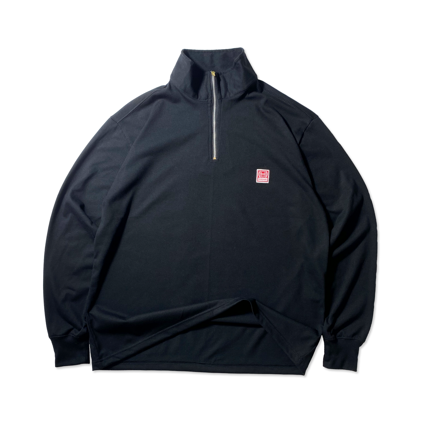 QUARTER ZIP L/S ICONIC PATCH | BOXY FIT IN BLACK – THNKCHMPN