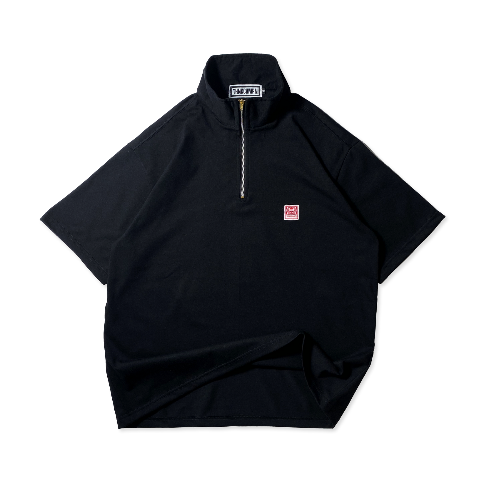 QUARTER ZIP ICONIC PATCH | BOXY FIT IN BLACK – THNKCHMPN